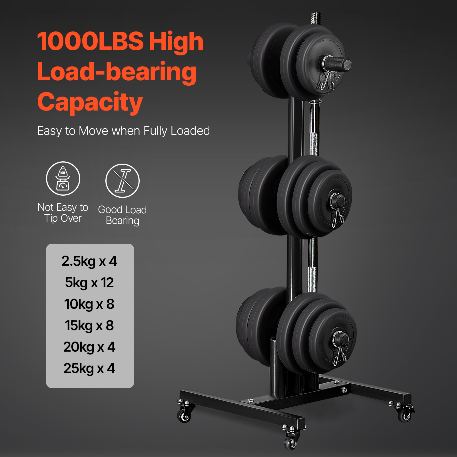 Weight Plate Rack Weight Plate Tree Home Gym Barbell Storage Stand 1in ...