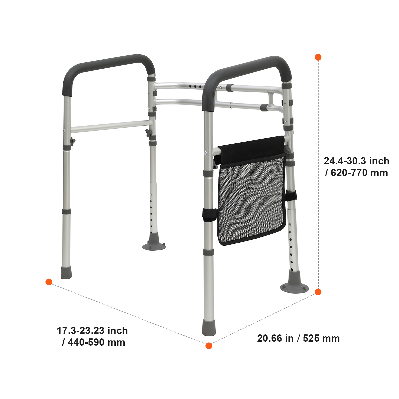 VEVOR Toilet Safety Rail, Folding Toilet Seat Frame, Adjustable Width ...