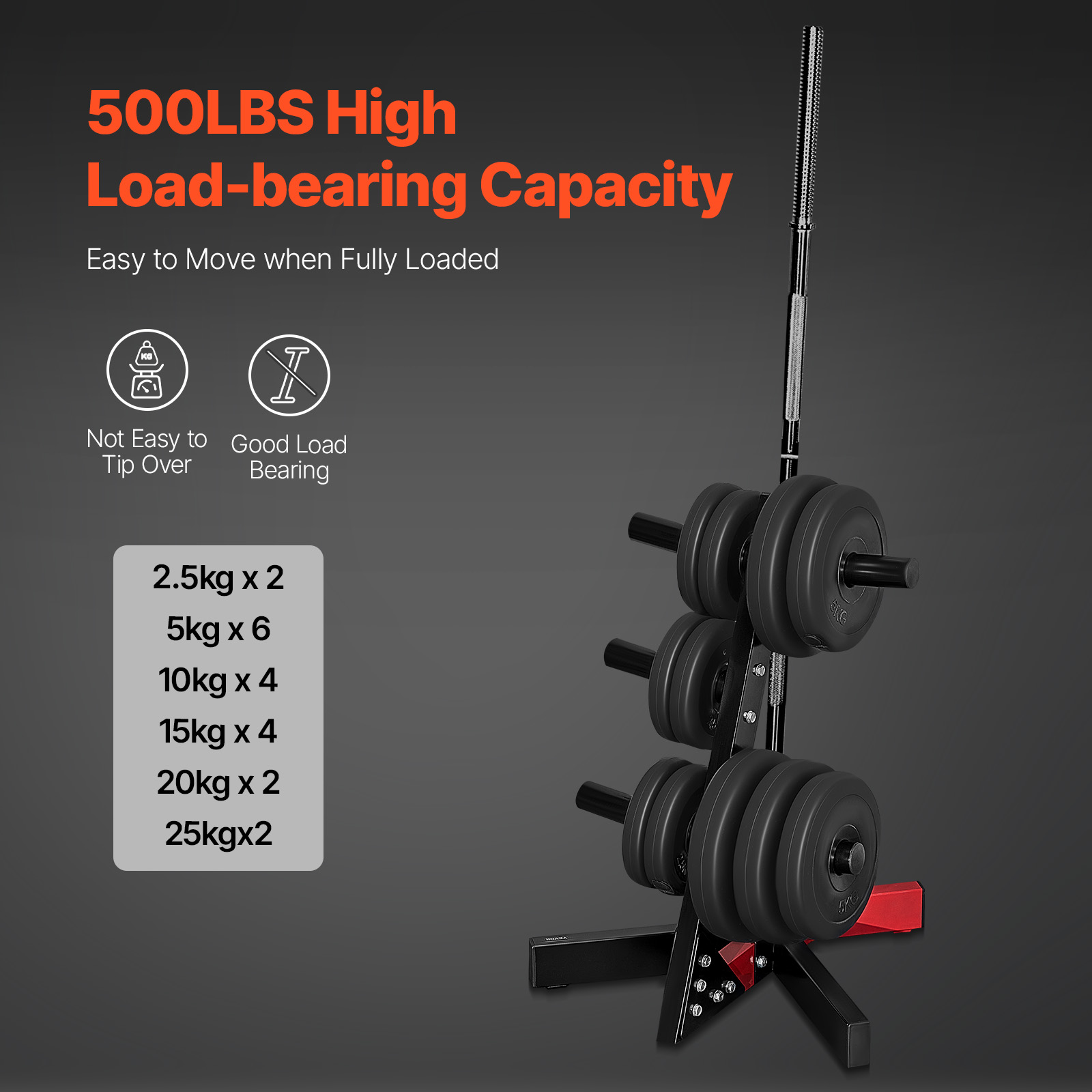 Weight Plate Rack Weight Plate Tree Home Gym Barbell Storage Stand 1in ...