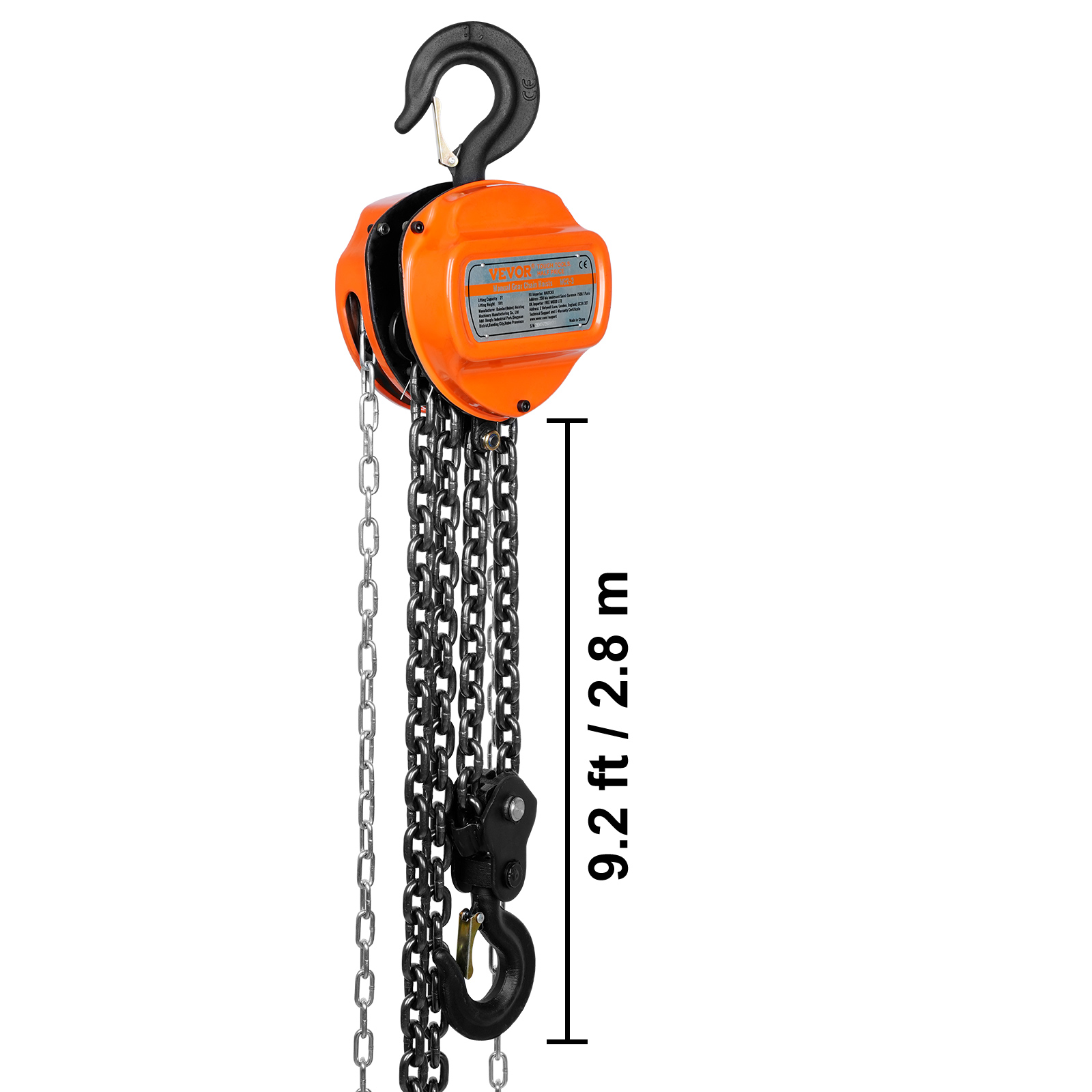 VEVOR Palan a Chaine Manuel 2 T Palan a Chaine avec Crochet 360° a Bloc ...