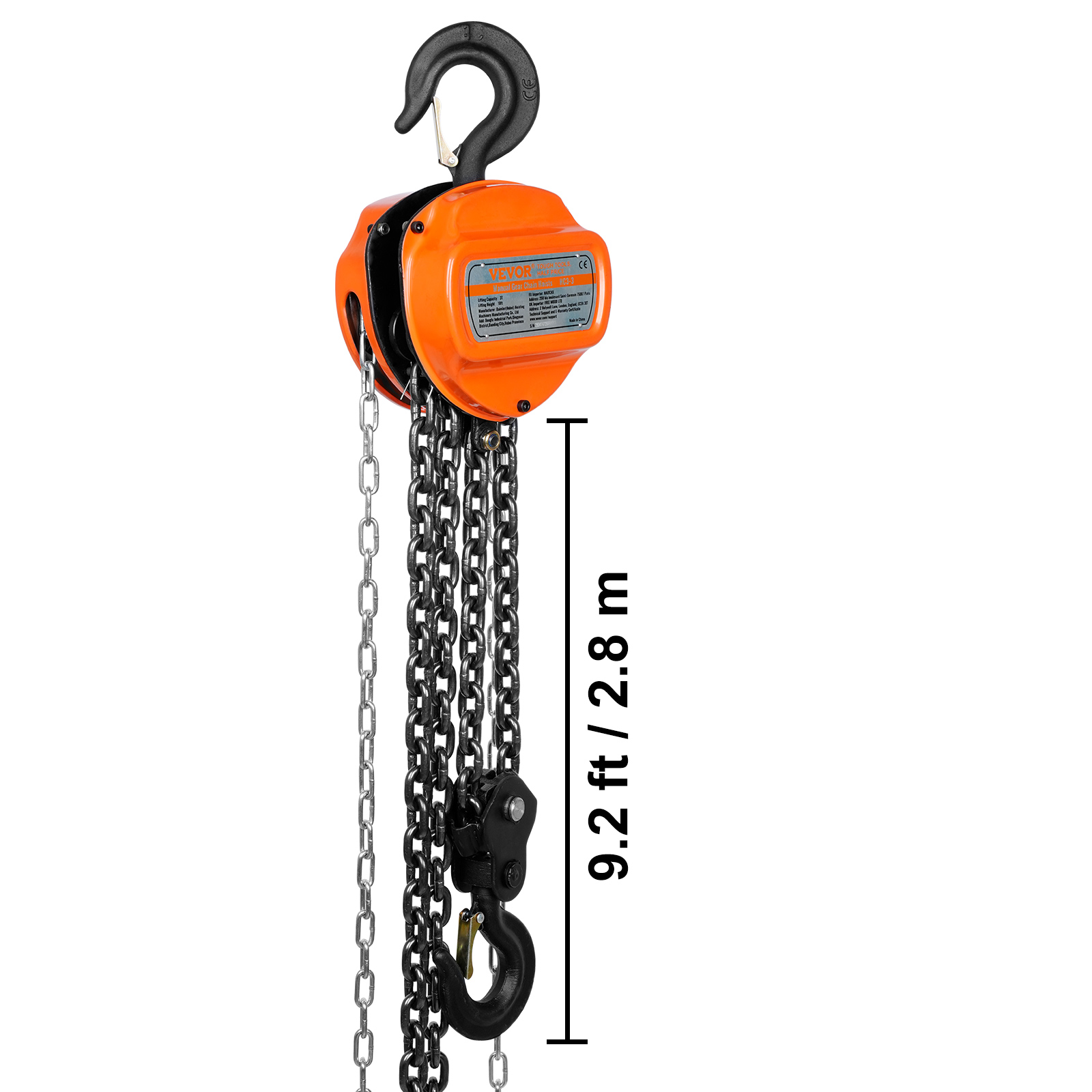 VEVOR Palan a Chaine Manuel 3 T Palan a Chaine avec Crochet 360° a Bloc ...