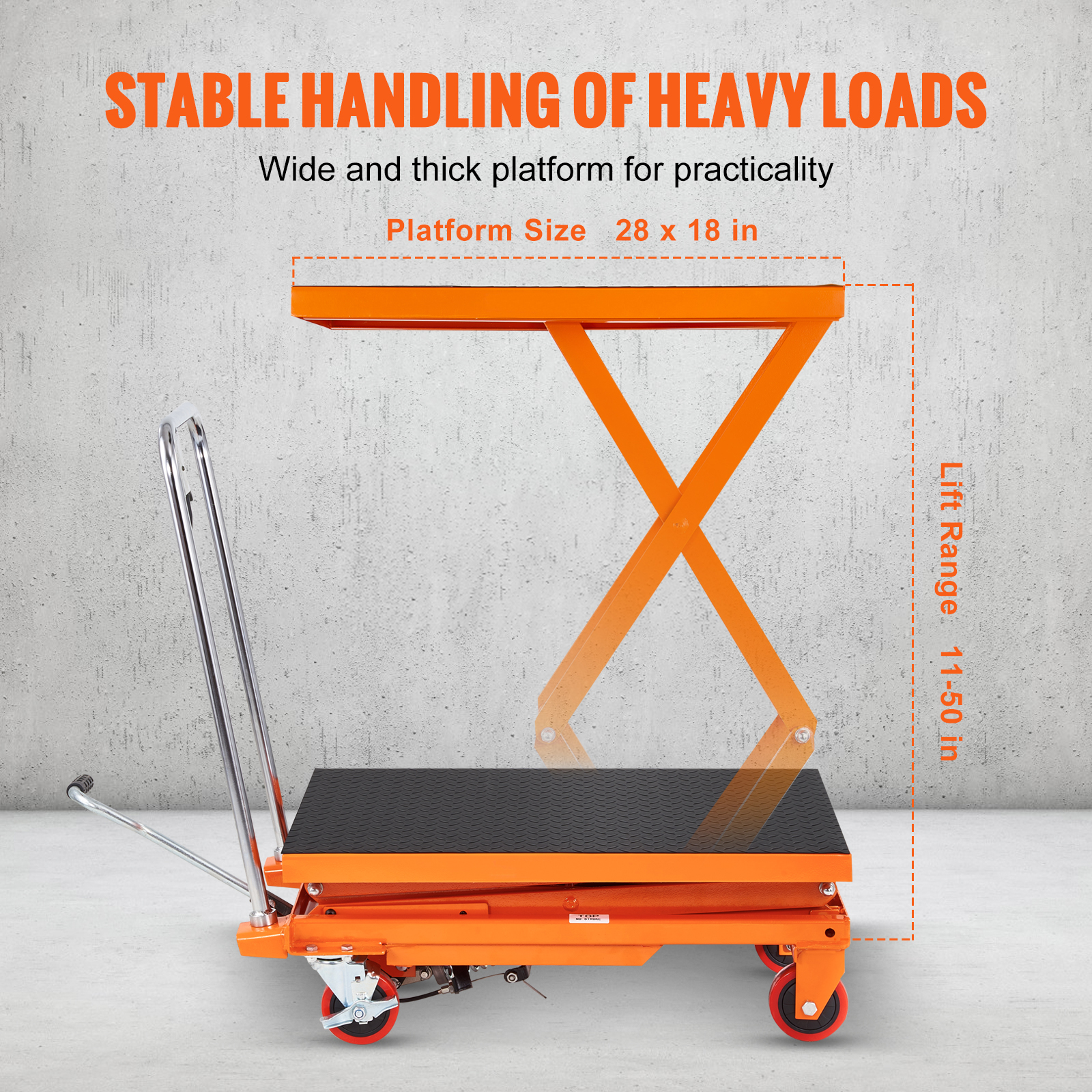 Mophorn Hydraulic Lift Table Cart, 330lbs Capacity, 50 Lifting Height ...