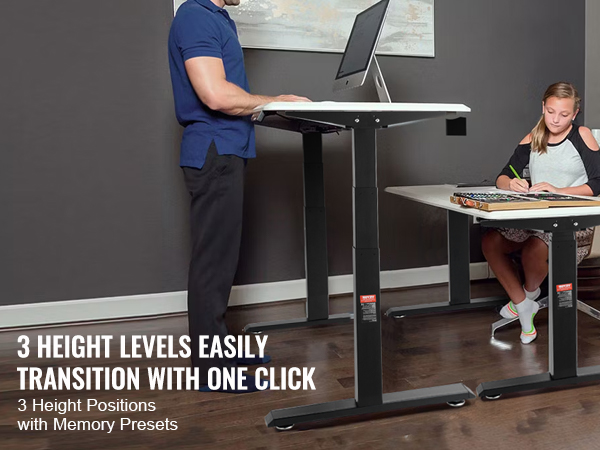 VEVOR Standing Desk Frame Dual Motor, Adjustable 26"-50.8" Height & 43. ...