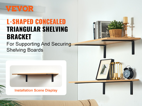 VEVOR Shelf Bracket, Heavy Duty Floating Shelf Brackets 10 x 6 in, 4 ...
