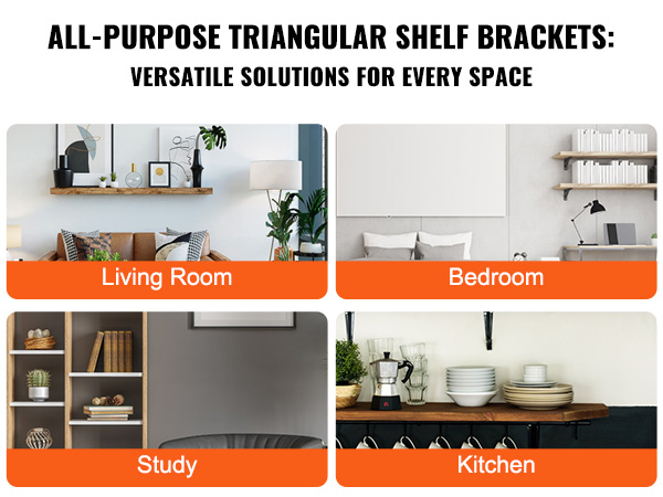 VEVOR Shelf Bracket, 16 x 6 in 4 Pcs, Heavy Duty Floating Shelf ...