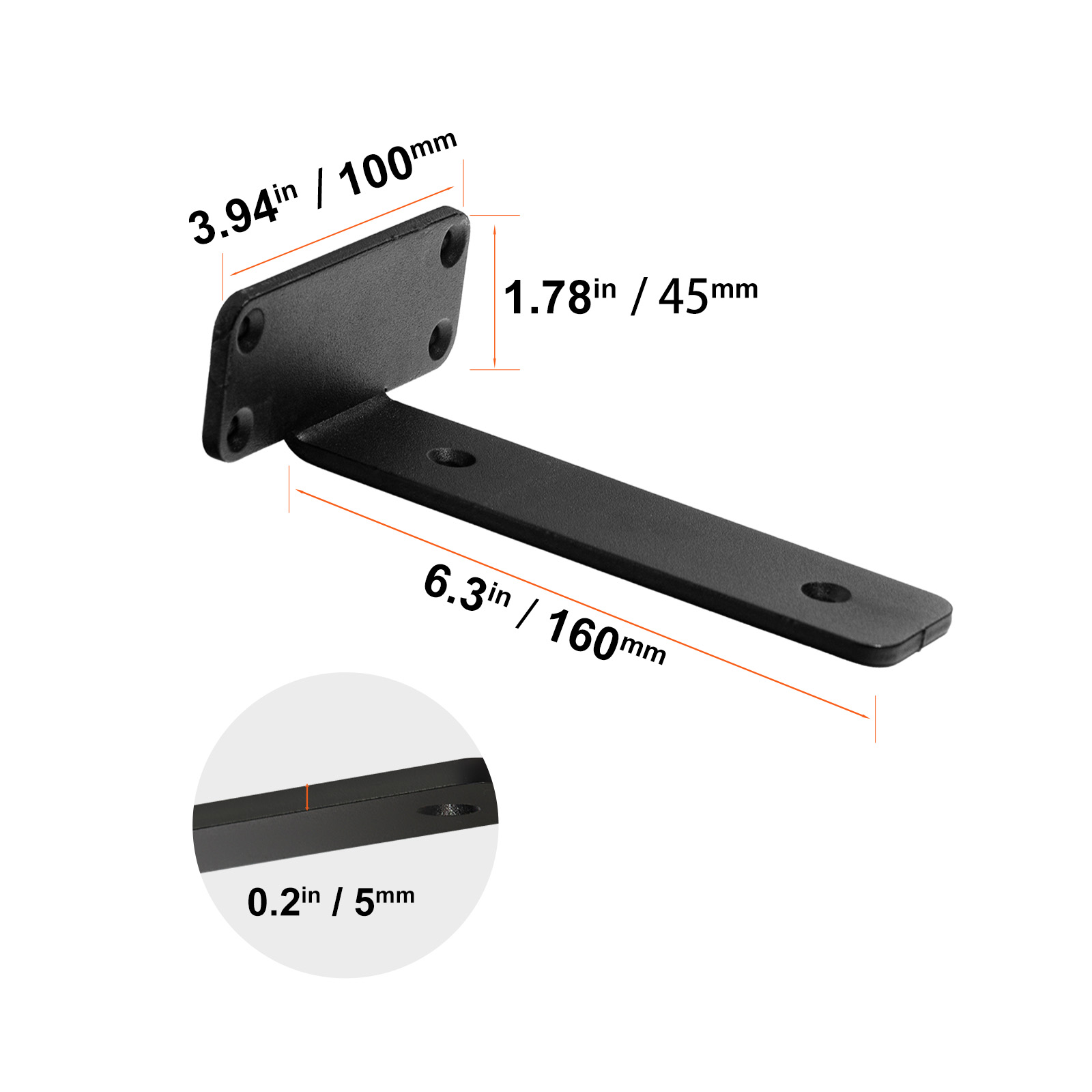 Mophorn Shelf Bracket, 6”L x 4”W x 1.6”H 6 Pcs, Heavy Duty Floating ...
