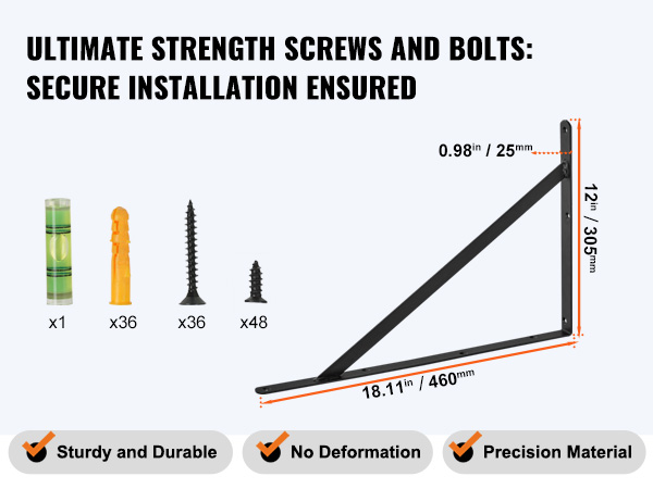 VEVOR Shelf Bracket, 18 x 12 in 12 Pcs, Heavy Duty Floating Shelf ...