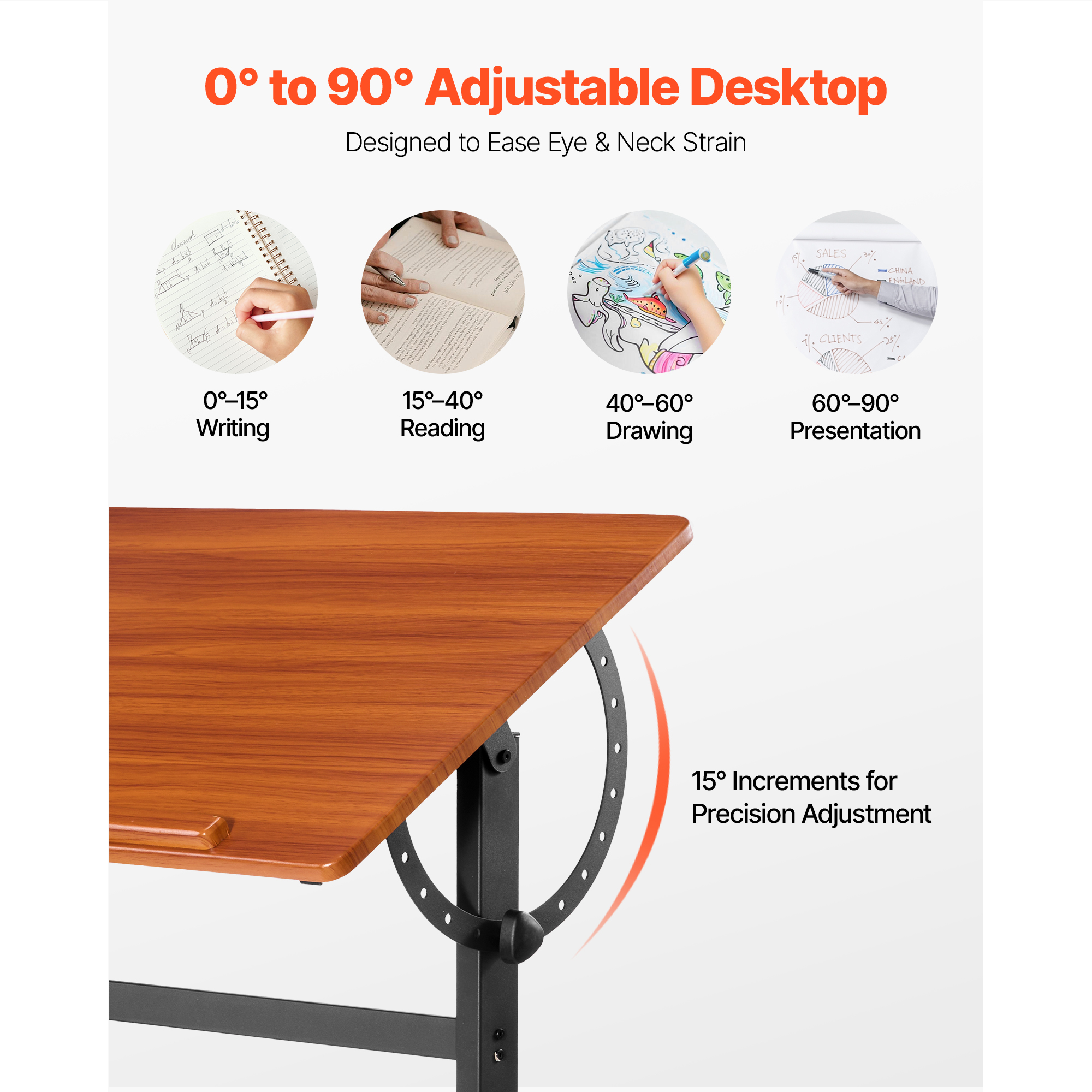 Mophorn Adjustable Drafting Table with 0°–90° Tilt, Portable Artist ...