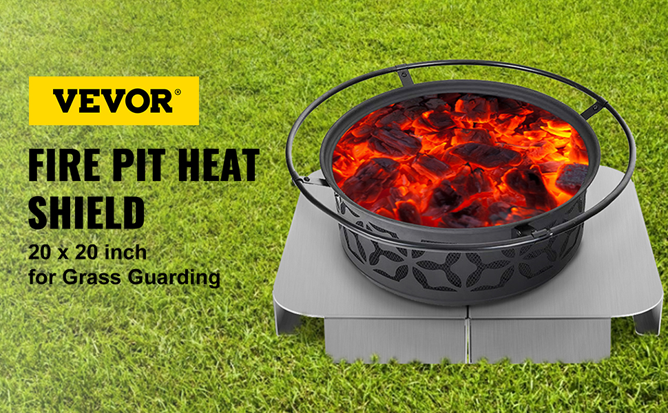 VEVOR Fire Pit Heat Shield, 20 x 20 inch Deck Defender & Grass Guard ...