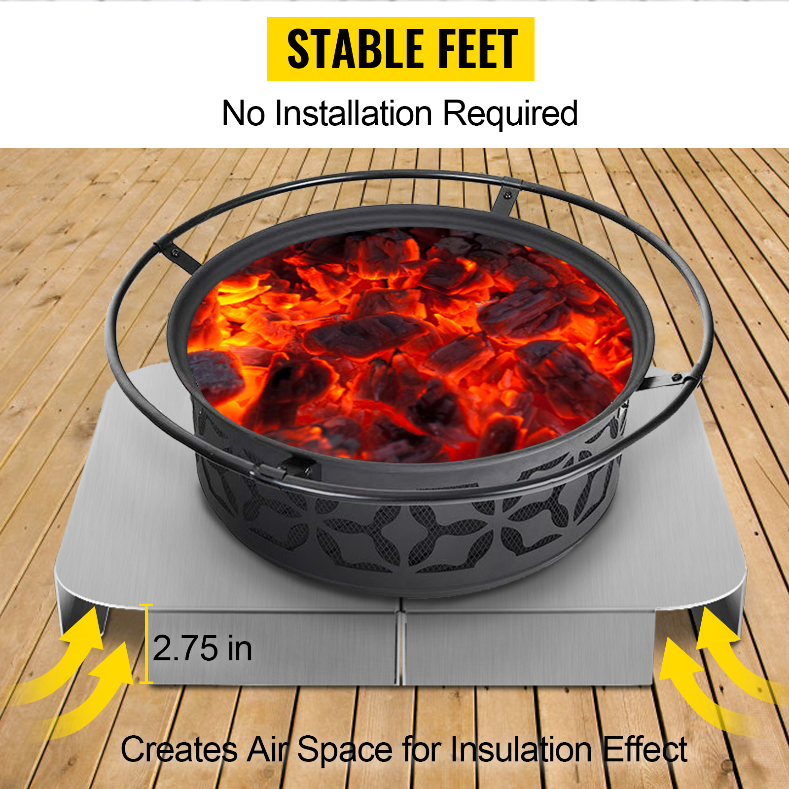 VEVOR Fire Pit Heat Shield, 26 x 26 inch Deck Defender & Grass Guard ...