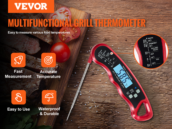 VEVOR Grillers Instant Read Meat Thermometer for Grill and Cooking ...
