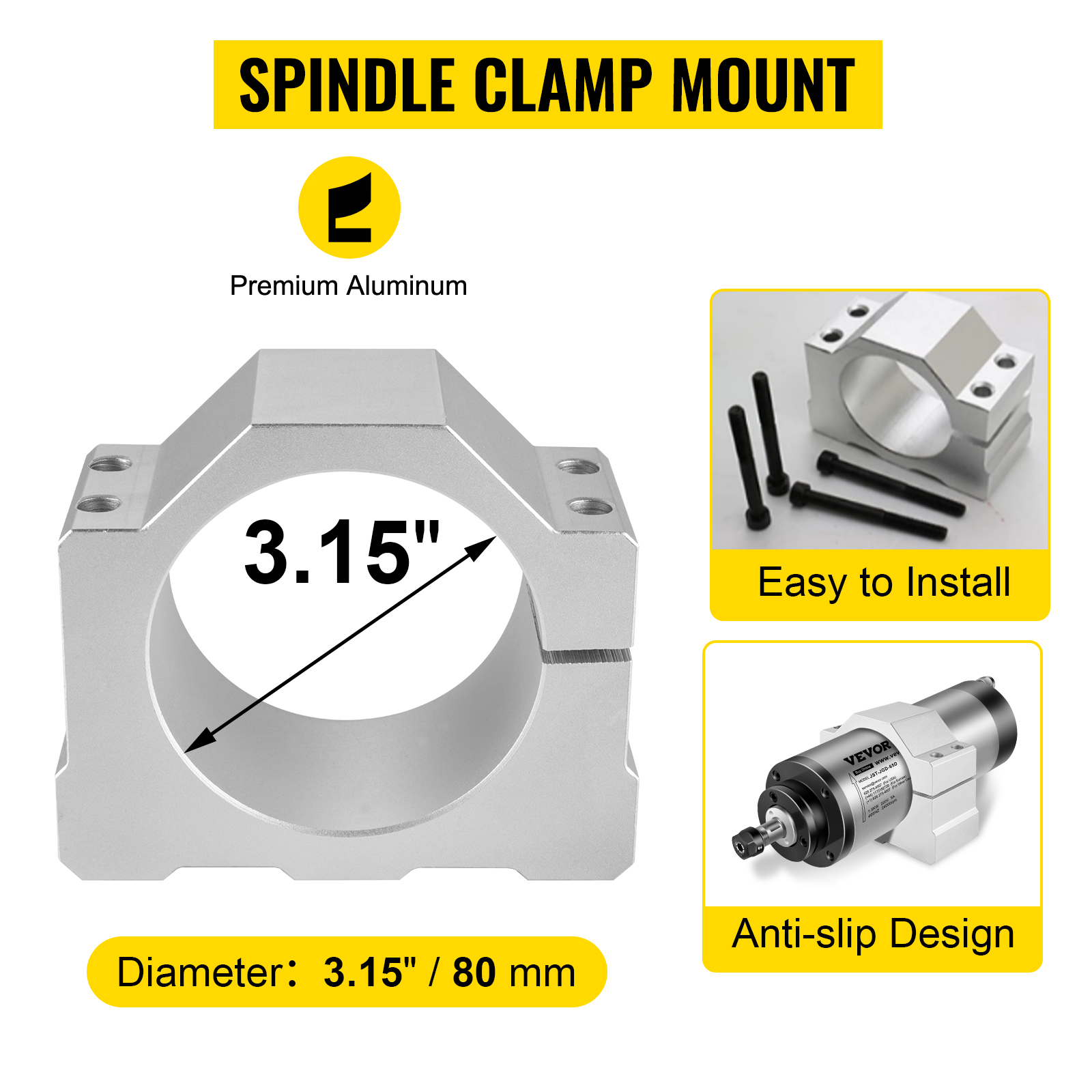 VEVOR VFD CNC Spindle Motor Kits, 220V 1.5KW Water Cooled Spindle Motor ...