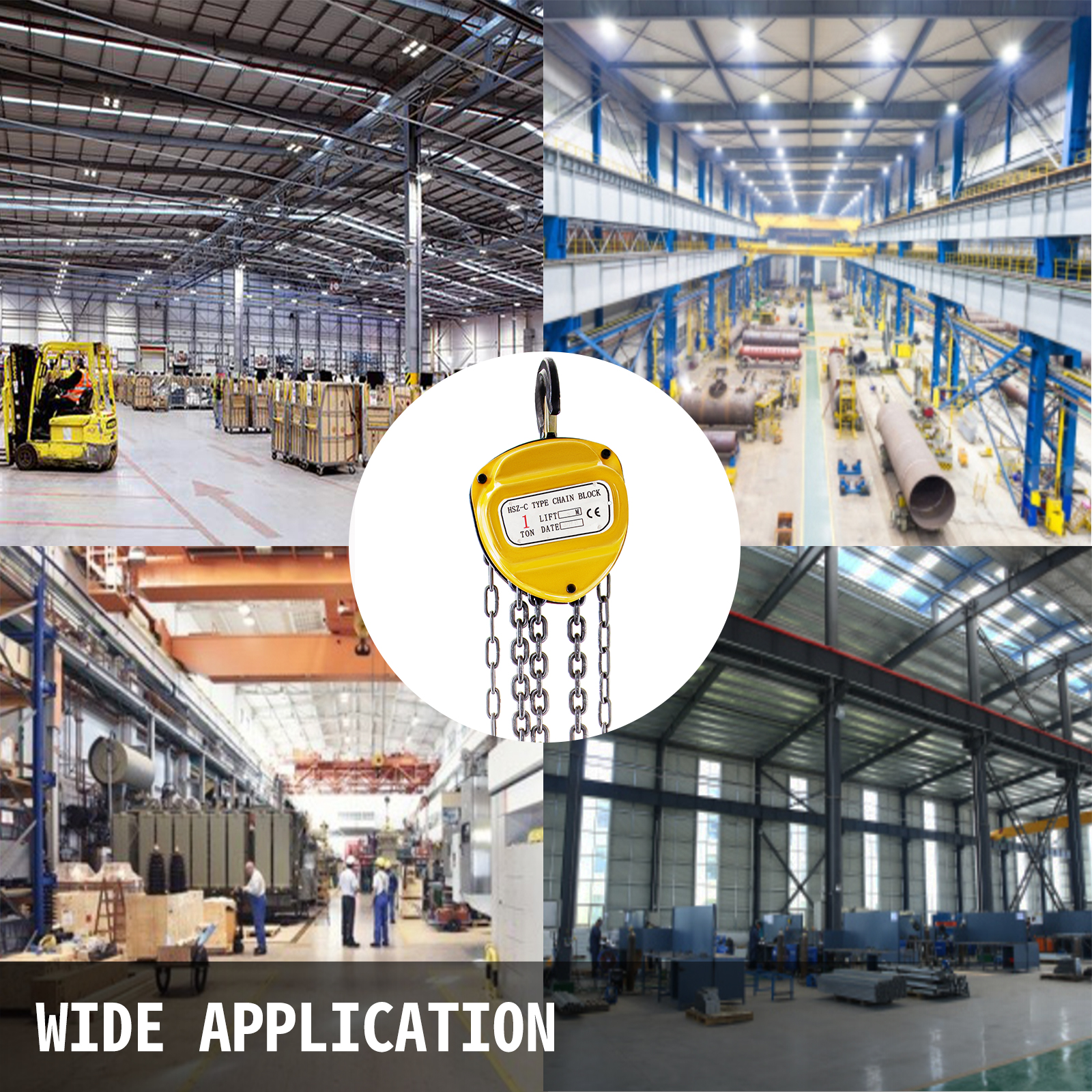 VEVOR Chain Hoist, 2200lbs/1ton Chain Block Hoist, 6m/20ft Manual Chain ...