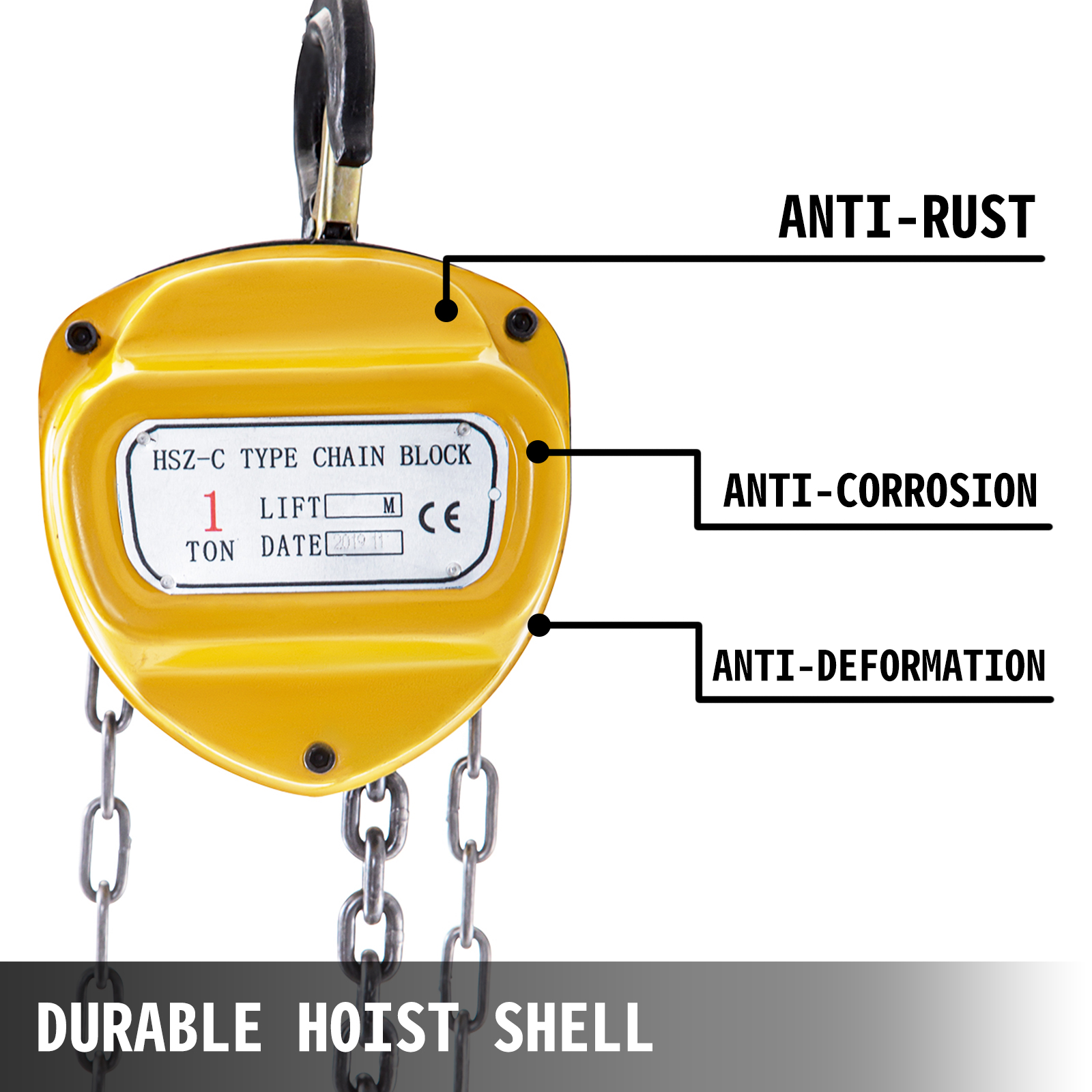 Chain Hoist Chain Block Hoist 2200lbs/1ton Manual Chain Block w/ 26ft ...