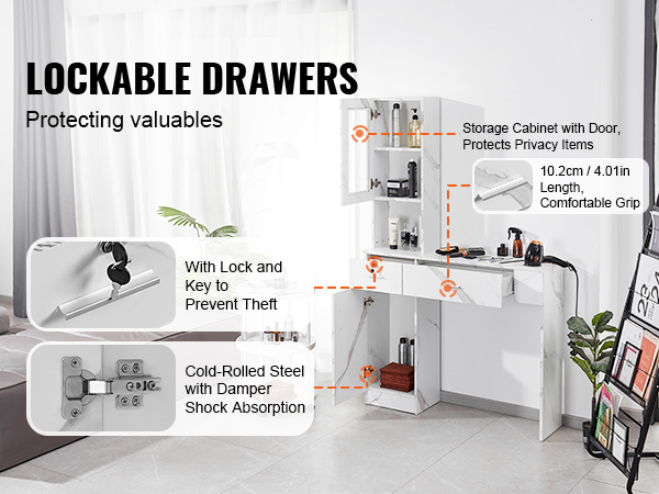 VEVOR Salon Workstation, Wall-Mounted Unit for Hair Professionals, Spa ...