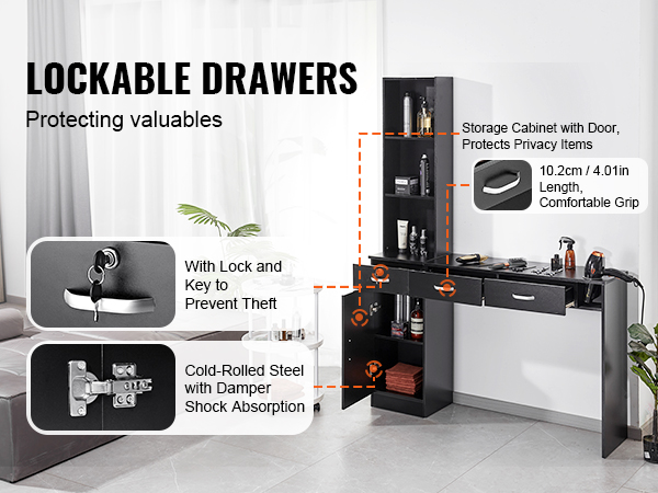 VEVOR Salon Workstation, Wall-Mounted Unit for Hair Professionals, Spa ...