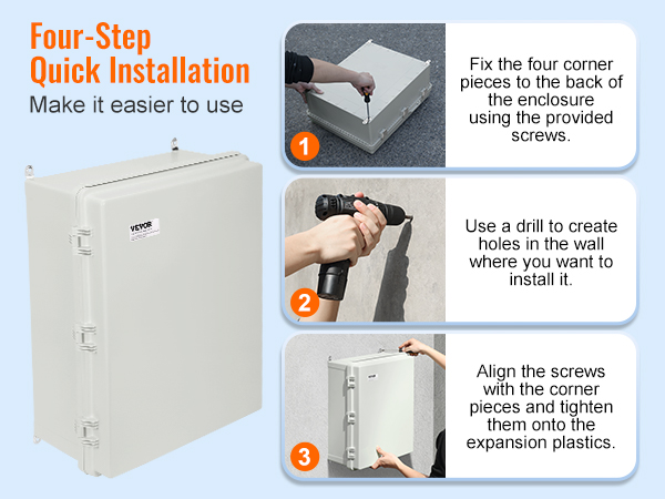 VEVOR Outdoor Electrical Junction Box, 13.78 x 9.84 x 5.90 in, ABS ...