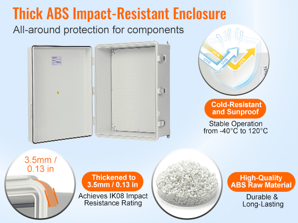 VEVOR Outdoor Electrical Junction Box, 20.87 x 16.92 x 7.87 in, ABS ...