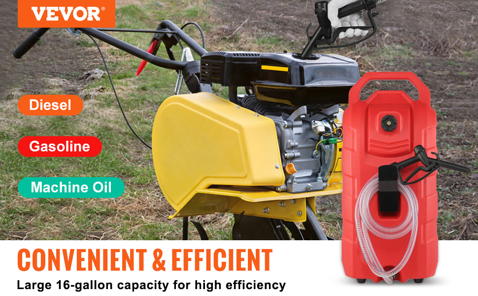 VEVOR 16 Gallon Fuel Caddy, 7.8 L/min, Portable Gas Storage Tank ...