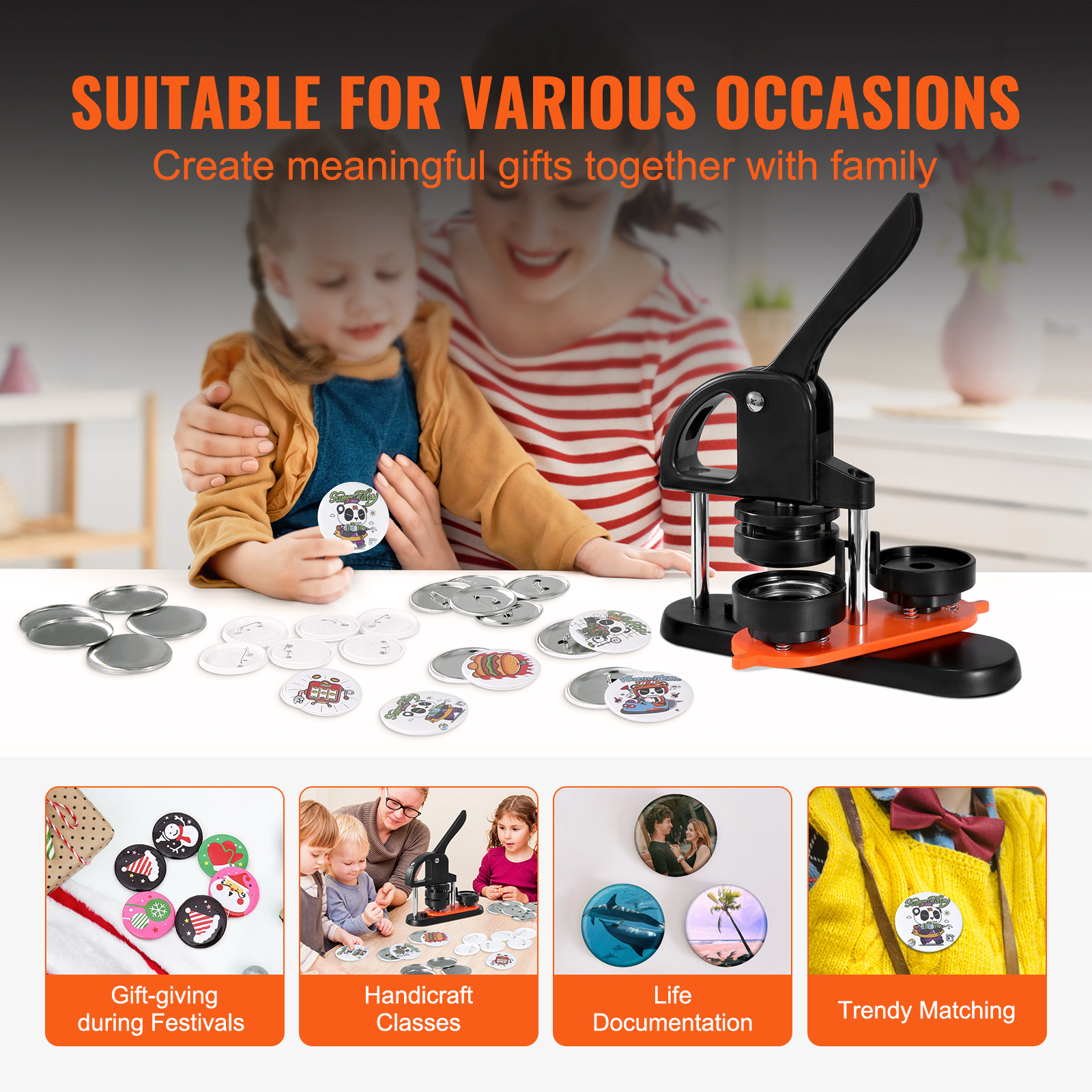 Button Maker Machine Pin Badge Maker 2.28"/1.25"/0.98"/3-in-1 Badge ...