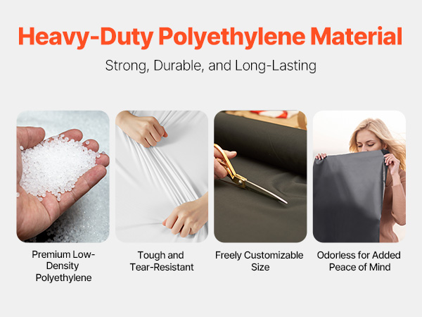 VEVOR 14Mil Plastic Sheeting Roll 10 x 100 FT Heavy Duty Film Black & White | VEVOR CA