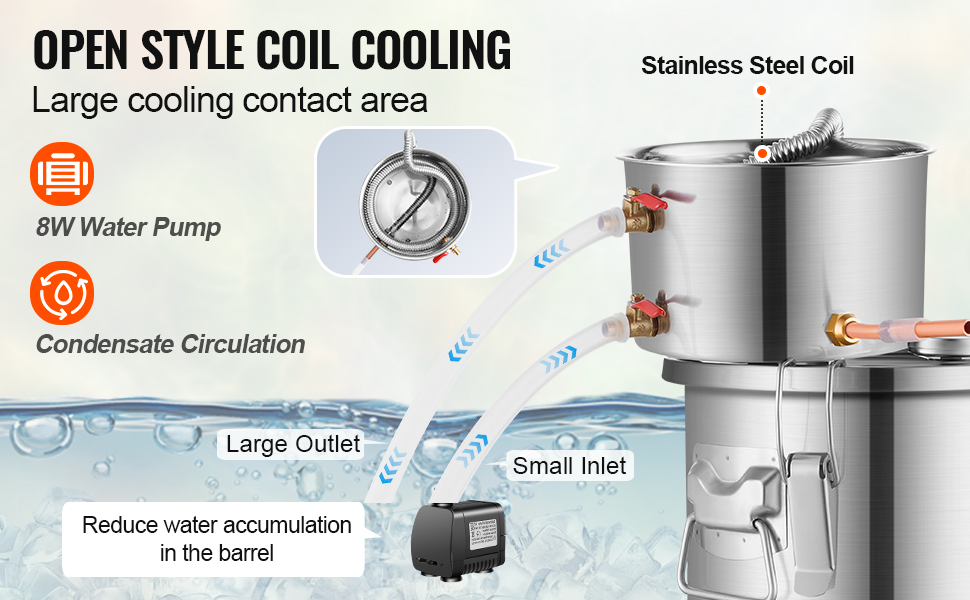 VEVOR Moonshine Still Water Alcohol Distiller 3Gal w/ Water Pump ...