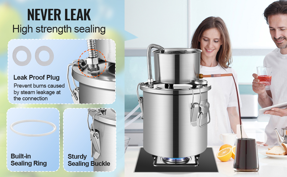 VEVOR Moonshine Still Water Alcohol Distiller 3Gal w/ Water Pump ...