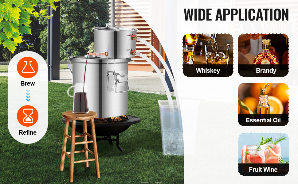 VEVOR Moonshine Still Water Alcohol Distiller 3Gal w/ Water Pump ...