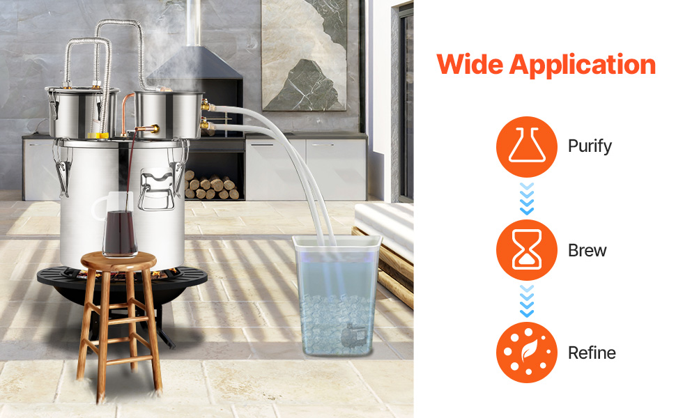 VEVOR Moonshine Still Water Alcohol Distiller 13.2Gal w/Thumper Keg ...