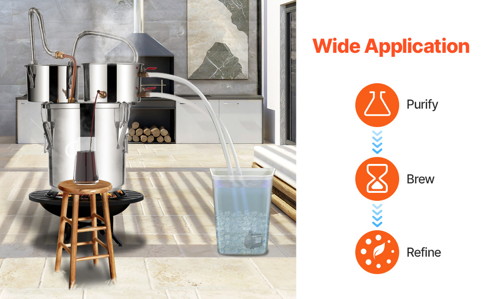 Moonshine Still Water Alcohol Distiller 3Gal w/Thumper Keg & 8W Water ...