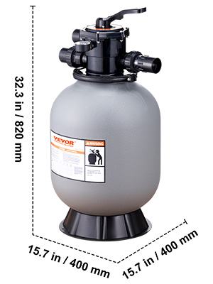 VEVOR Sand Filter, 16-inch, Up to 35 GPM Flow Rate, Above Inground ...