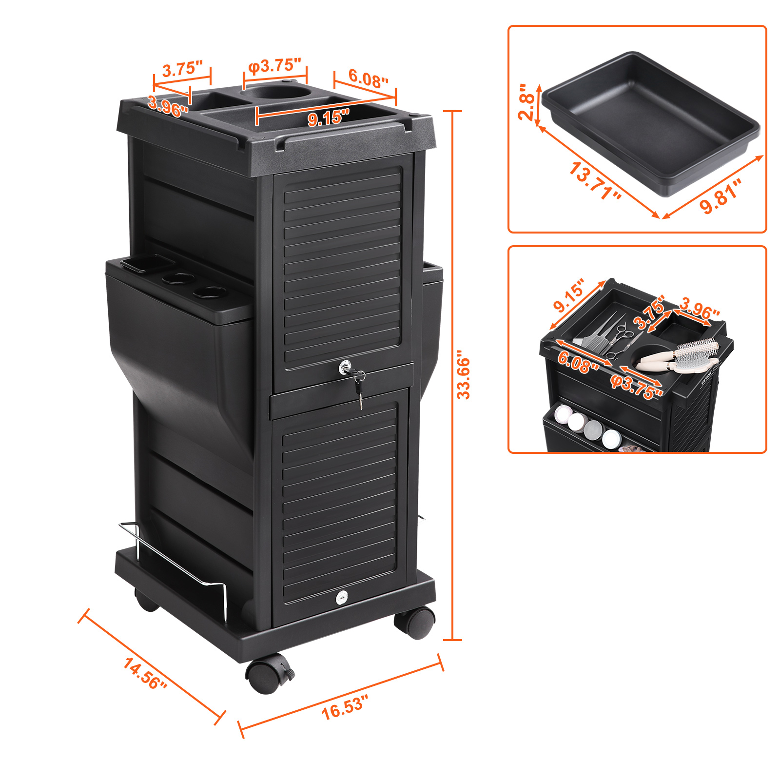 Mophorn Ultimate Salon Trolley Cart, Lockable Beauty Salon Cart for ...