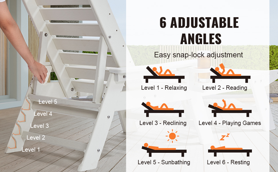 VEVOR Outdoor Chaise Lounge Chair Adjustable Patio Reclining Bench ...