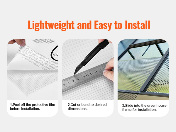 VEVOR 12 Pack Polycarbonate Greenhouse Panels 2' X 4' X 0.24'' Roof Sheets | VEVOR CA