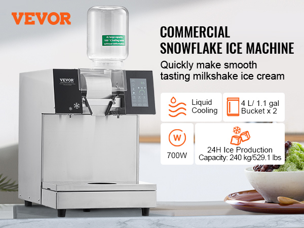 VEVOR Commercial Snowflake Ice Machine 529LBS/24H Stainless Steel for ...