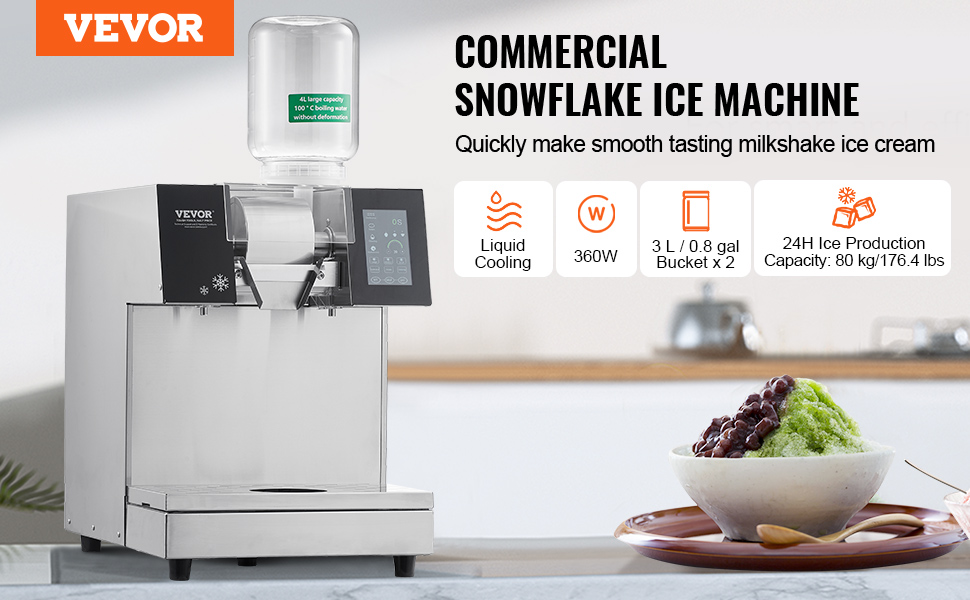 VEVOR Commercial Snowflake Ice Machine 529LBS/24H Stainless Steel for ...