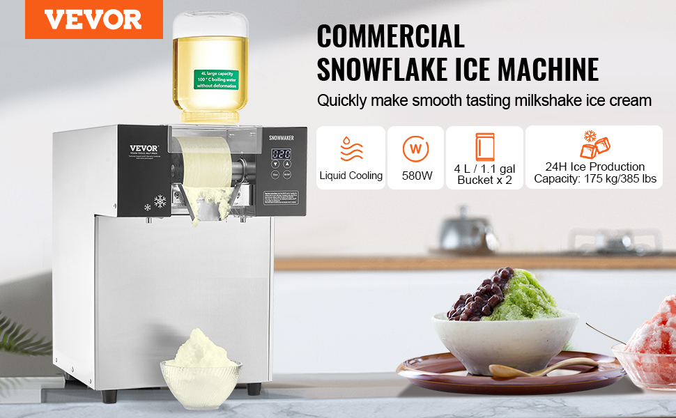 Commercial Snowflake Ice Machine 385LBS/24H Stainless Steel for Ice ...