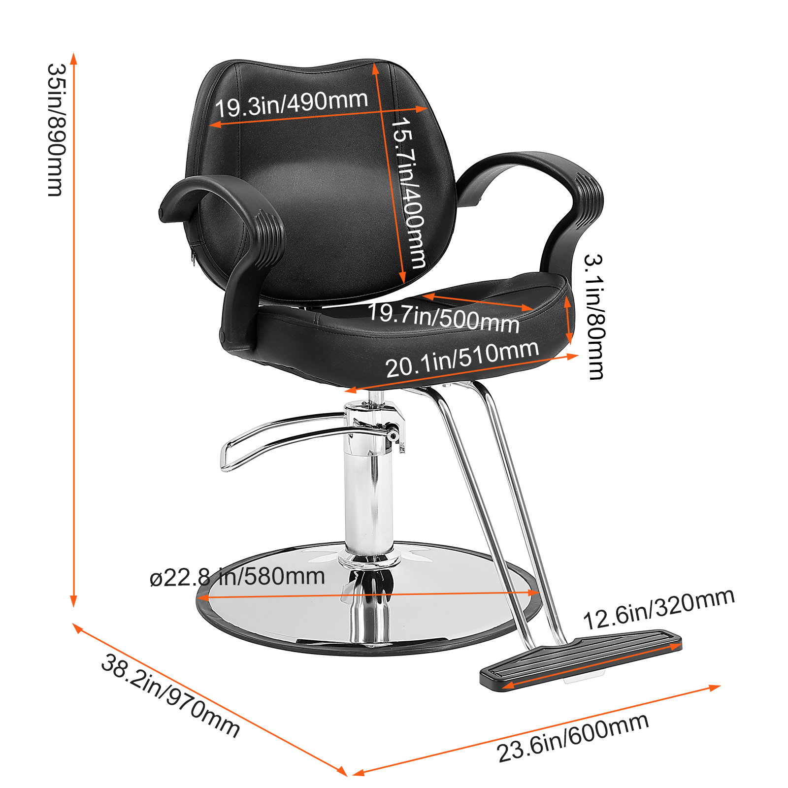VEVOR Salon Chair, Barber Chair for Hair Stylist, Styling Chair with ...