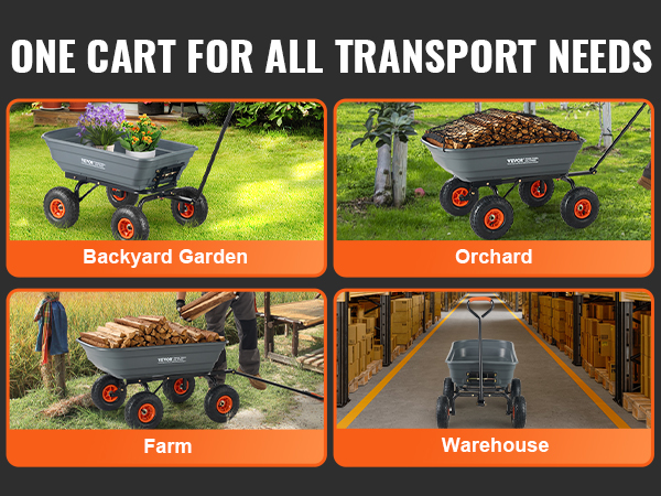 VEVOR Dump Cart, Poly Garden Dump Cart with Easy to Assemble Steel ...