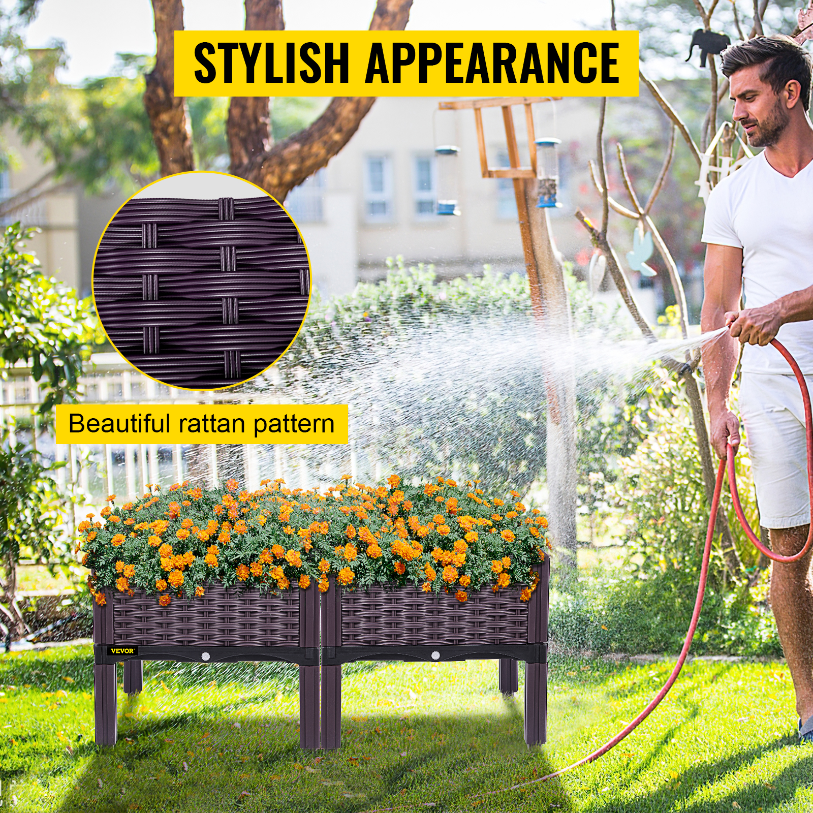 VEVOR Elevated Raised Garden Bed Plastic Garden Planter Box 2Pcs for ...