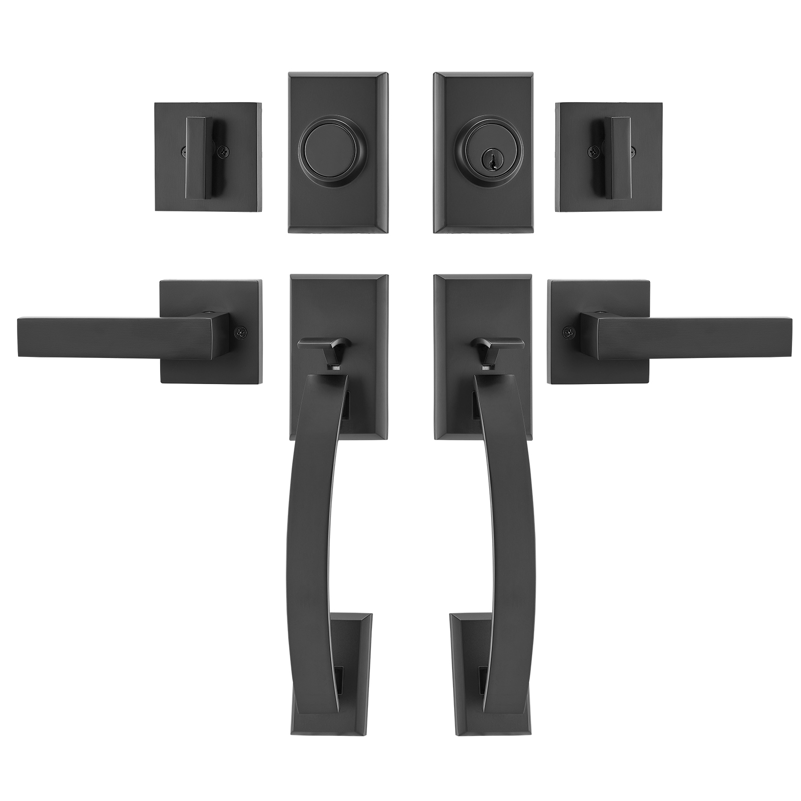 VEVOR Double/Entry/Front Door Handle Matte Black Square/Arched Door ...