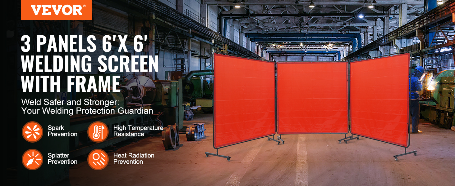 VEVOR Welding Screen with Frame, 6' x 6' 3 Panel Welding Curtain ... VEVOR Welding Screen with Frame, 6' x 6' 3 Panel Welding Curtain ...