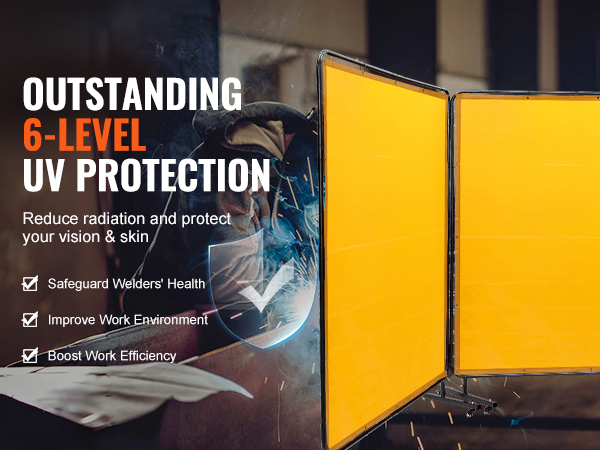 VEVOR Welding Screen with Frame, 6' x 6' 3 Panel Welding Curtain ...