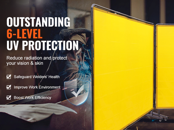VEVOR Welding Screen with Frame, 6' x 8' 3 Panel Welding Curtain ...