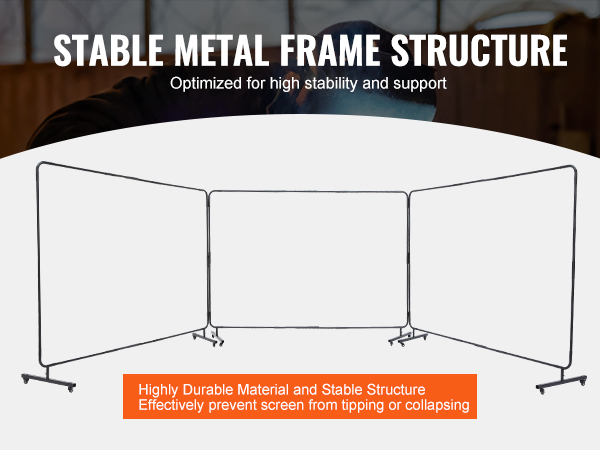 VEVOR Welding Screen with Frame, 6' x 8' 3 Panel Welding Curtain ...