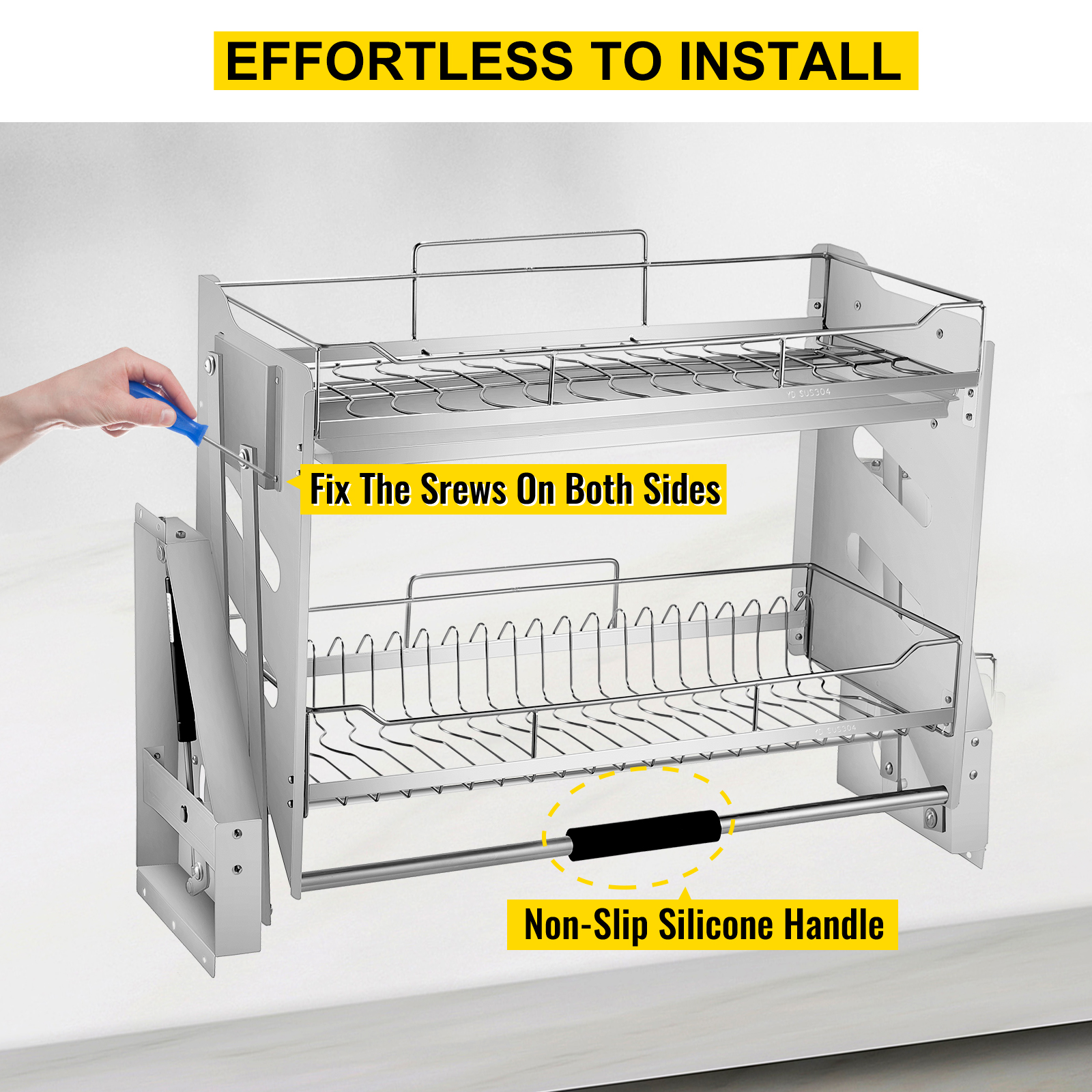 VEVOR Kitchen Pull Down Wall Cabinets 560MM Up and Down Lifting Basket ...