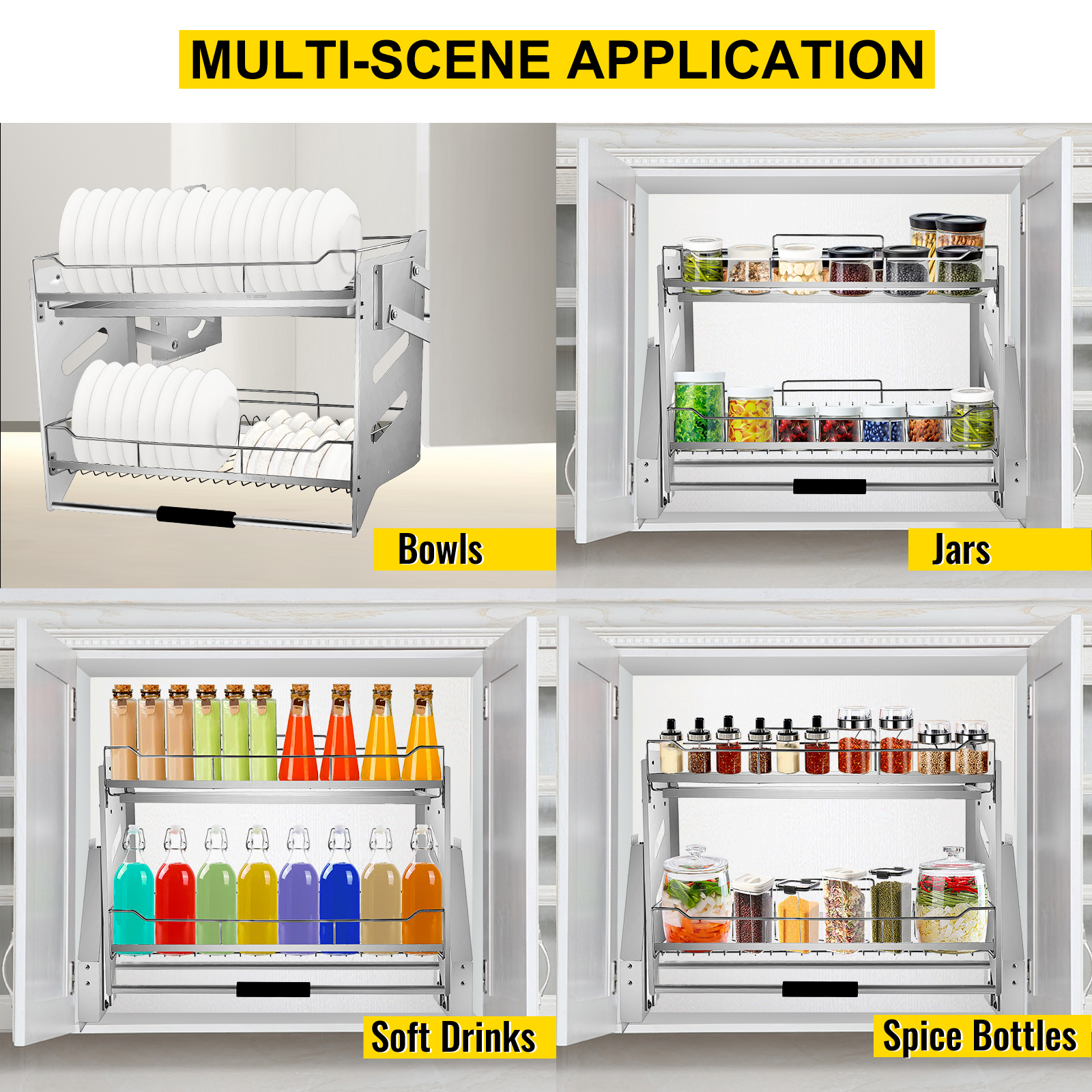 VEVOR Kitchen Pull Down Wall Cabinets 560MM Up and Down Lifting Basket ...