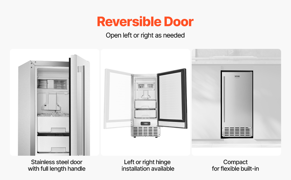 Undercounter Ice Maker 66 Lbs/Day Built-in Ice Maker Machine w ...