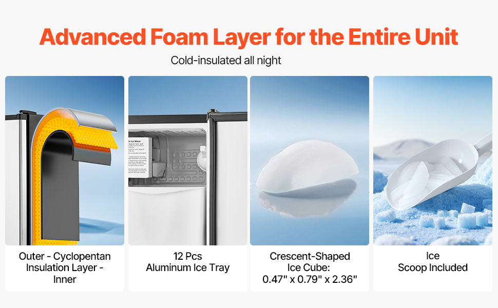 Undercounter Ice Maker 25 Lbs/Day Built-in Ice Maker Machine w ...