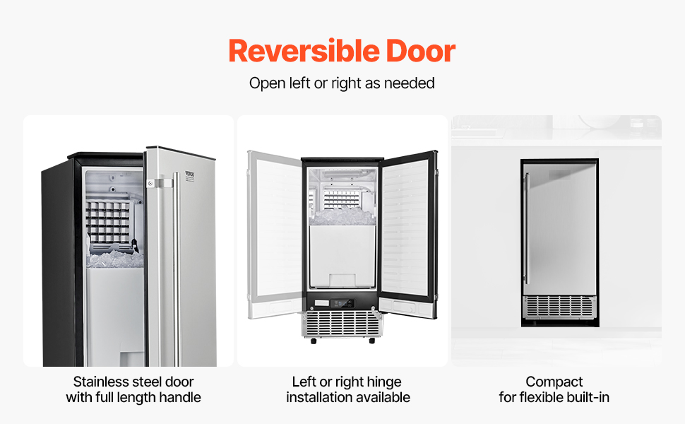 Undercounter Ice Maker 80 Lbs/Day Built-in Ice Maker Machine w ...